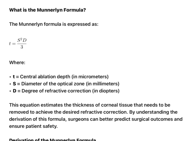 Understanding the Munnerlyn Formula: A Key to Laser Refractive Surgery ...